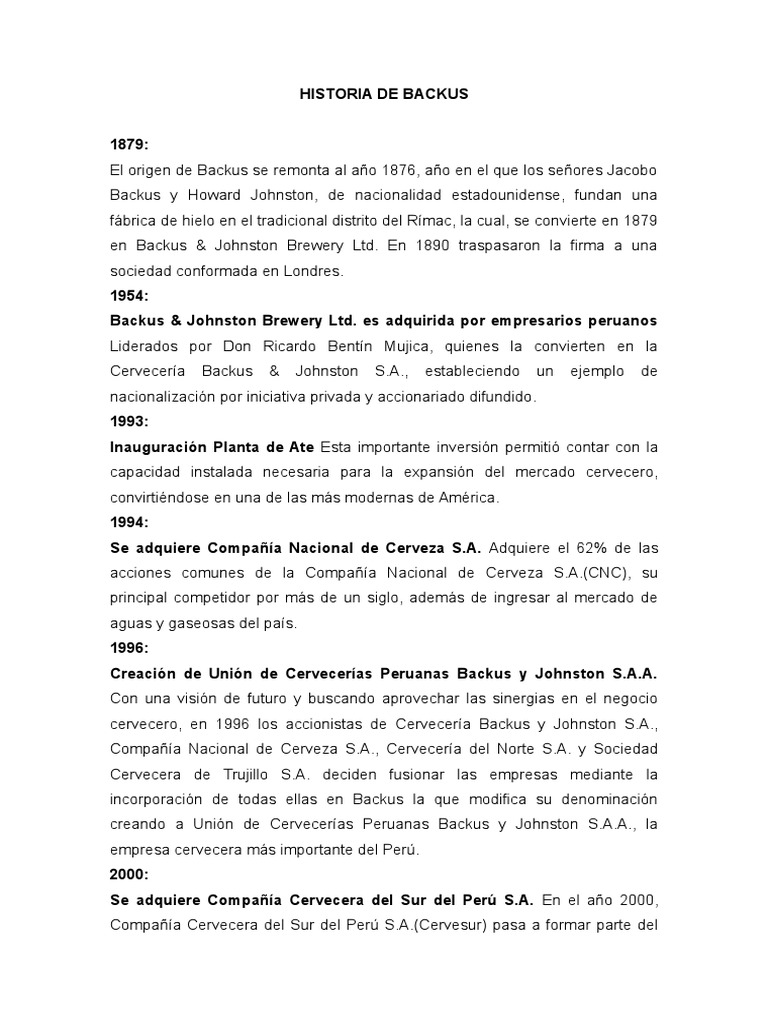 Historia de Backus | PDF | Economias | Business