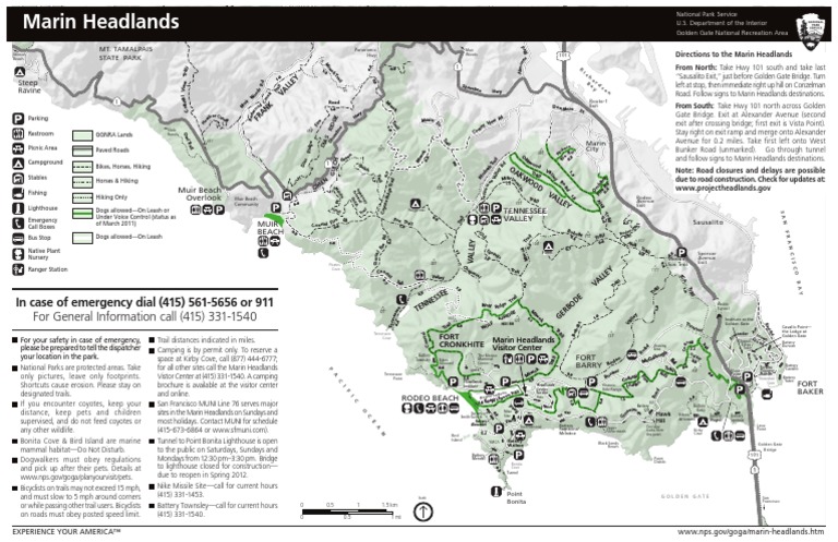 Marin Headlands Map | Transport | Industries