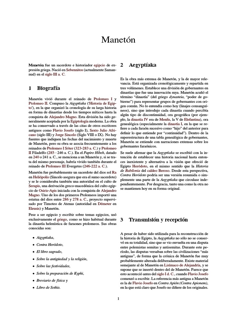 Manetón | PDF | Edad de Hierro | Antiguo Egipto