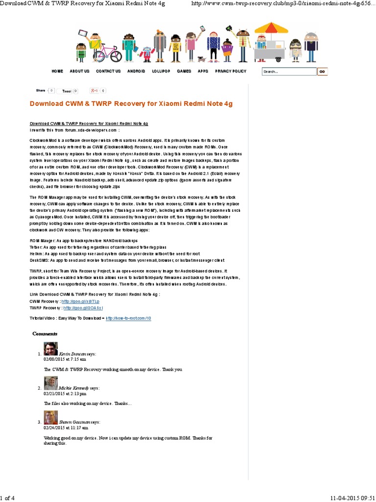 CWM and TWRP Recovery For Xiaomi Redmi Note 4g | PDF | Android ...