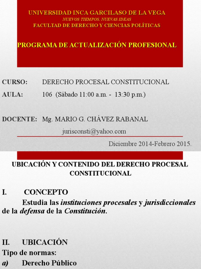 Aula 106-Sabado Clases Primera Parte - Mario Chávez - Proc. Const | PDF | Constitución | Juez