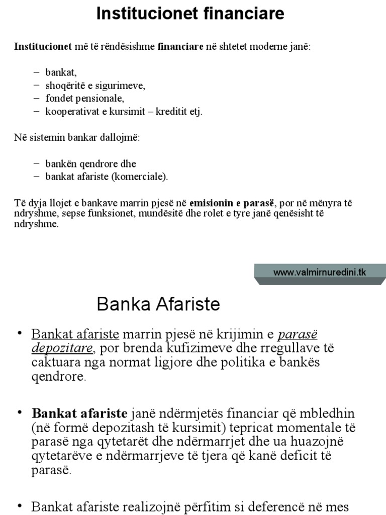 Institucionet Financiare | PDF