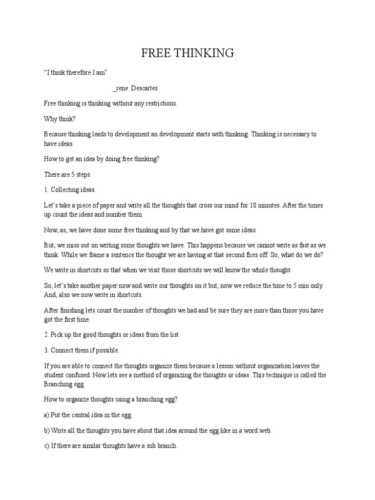 Free Thinking | PDF | Thought | Cognition