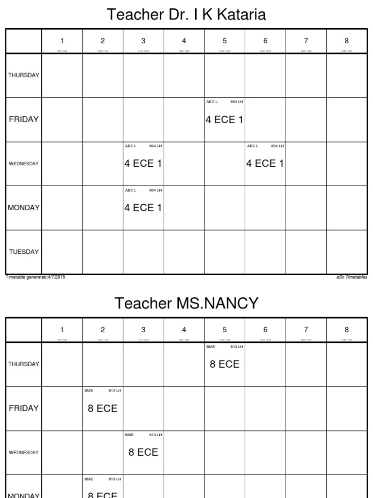 Final Faculty Wise Timetable | PDF
