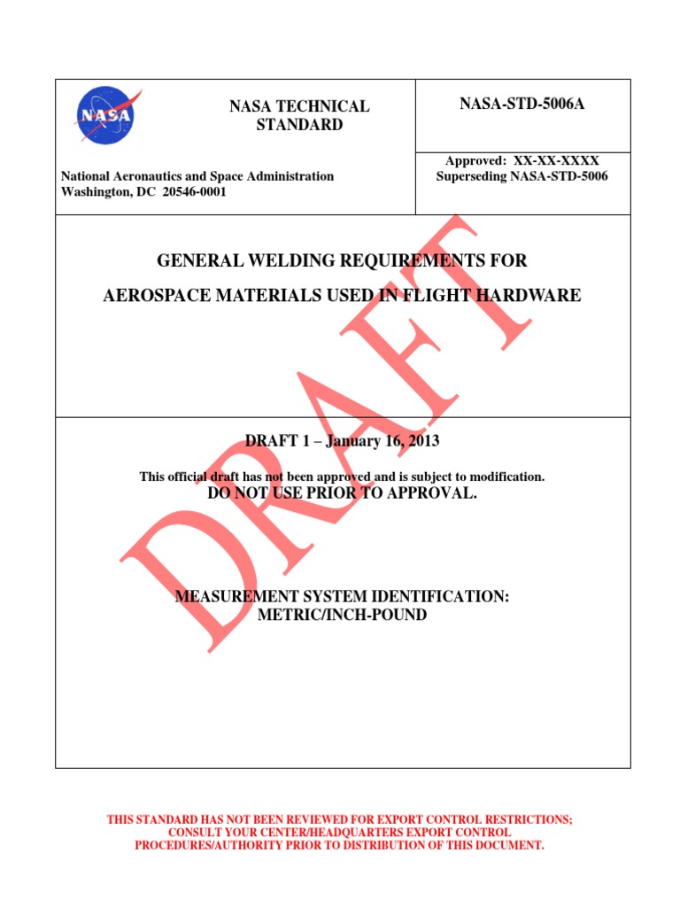 Nasa STD 5006a | PDF | Nondestructive Testing | Welding