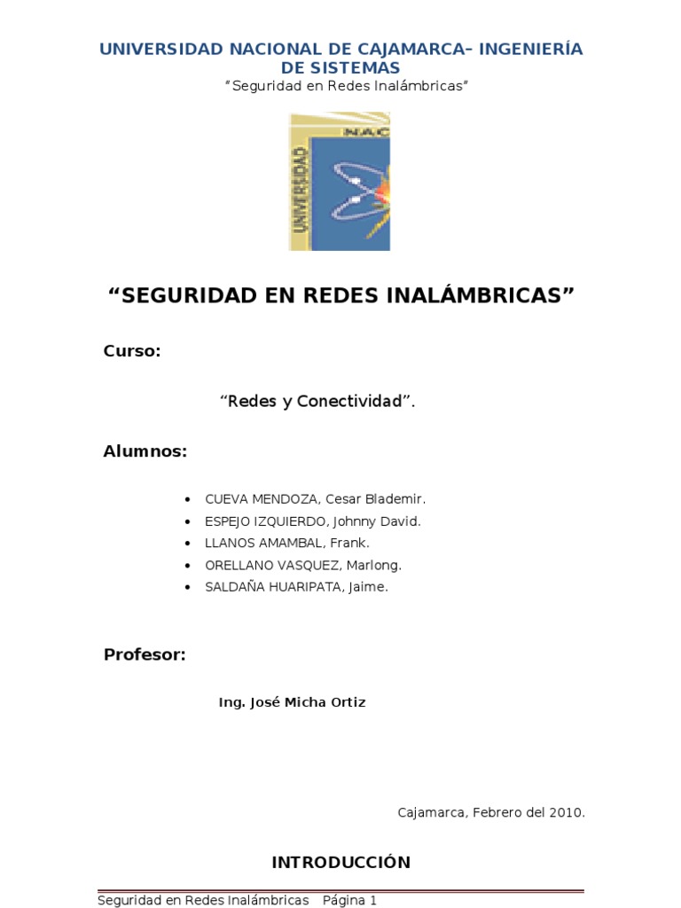 Seguridad en Redes Inalámbricas | PDF | Punto de acceso inalámbrico ...