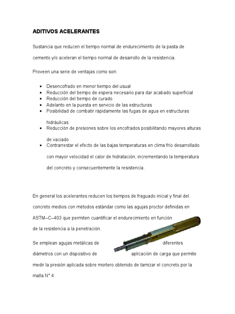 Aditivos Acelerantes para El Concreto | PDF | Hormigón | Cemento