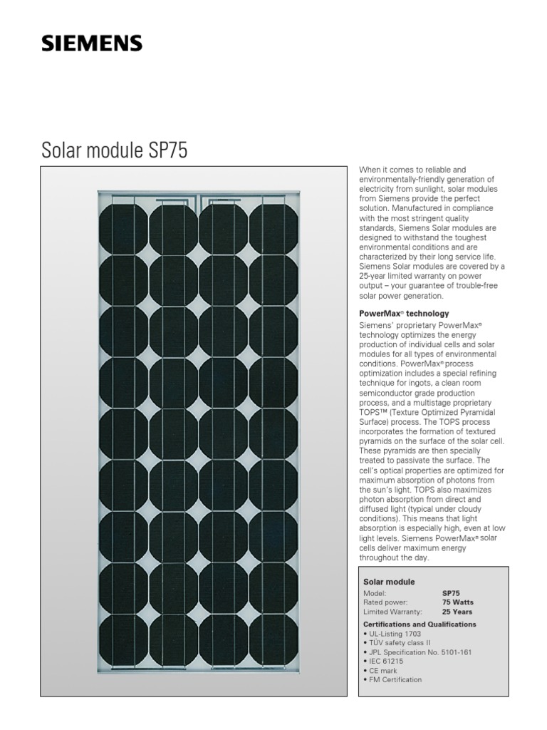 Datasheet Panel Solar | PDF | Solar Panel | Solar Cell