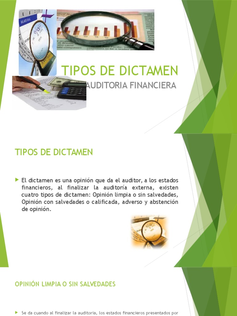 Tipos de Dictamen | Auditoría financiera | Contralor