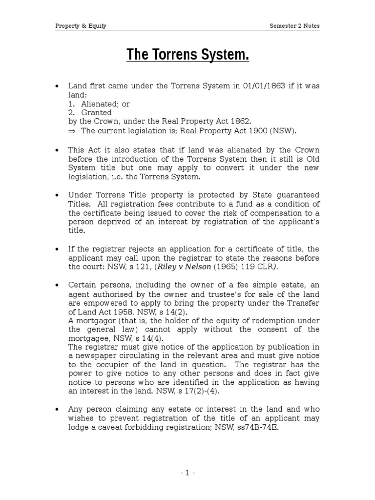 Torrens System | PDF | Mortgage Law | Real Property