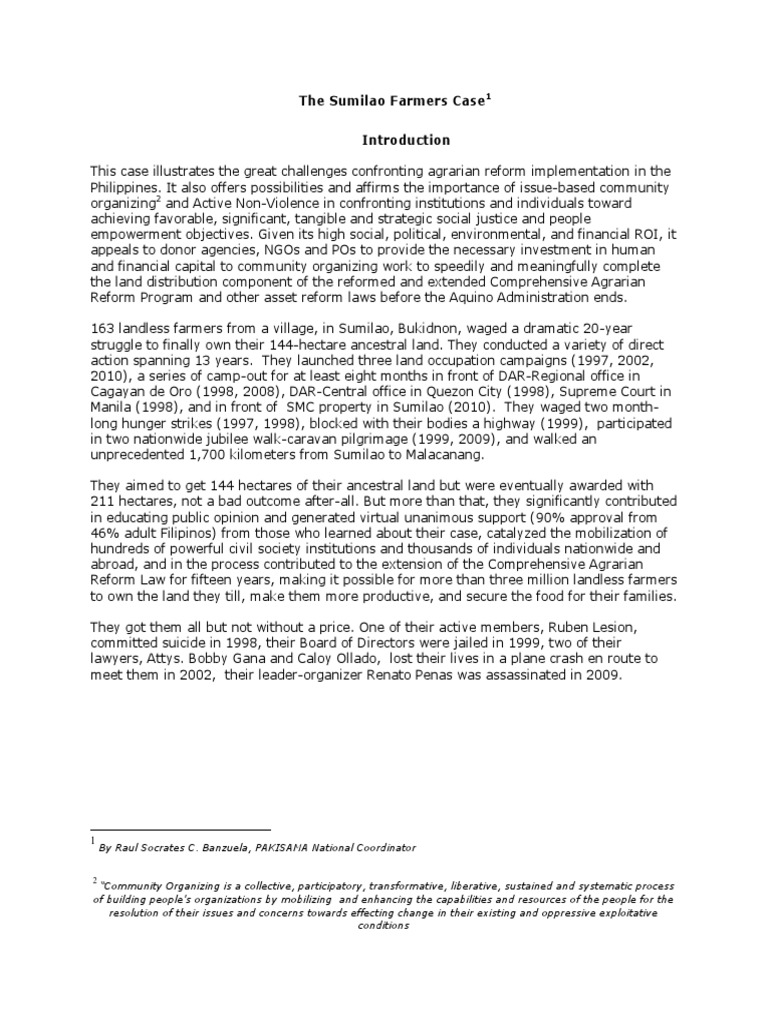 Sumilao Farmers Case Study | PDF | Agriculture | Government