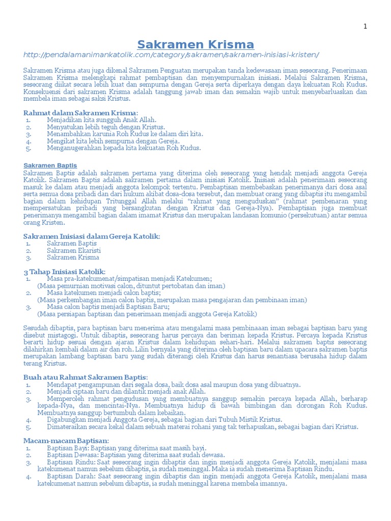 Sakramen Krisma: Penguatan Iman Katolik | PDF | Ilmu Sosial