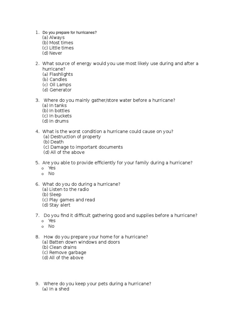 Geography Csec SBA Questionnaire Sample | PDF | Disaster And Accident ...