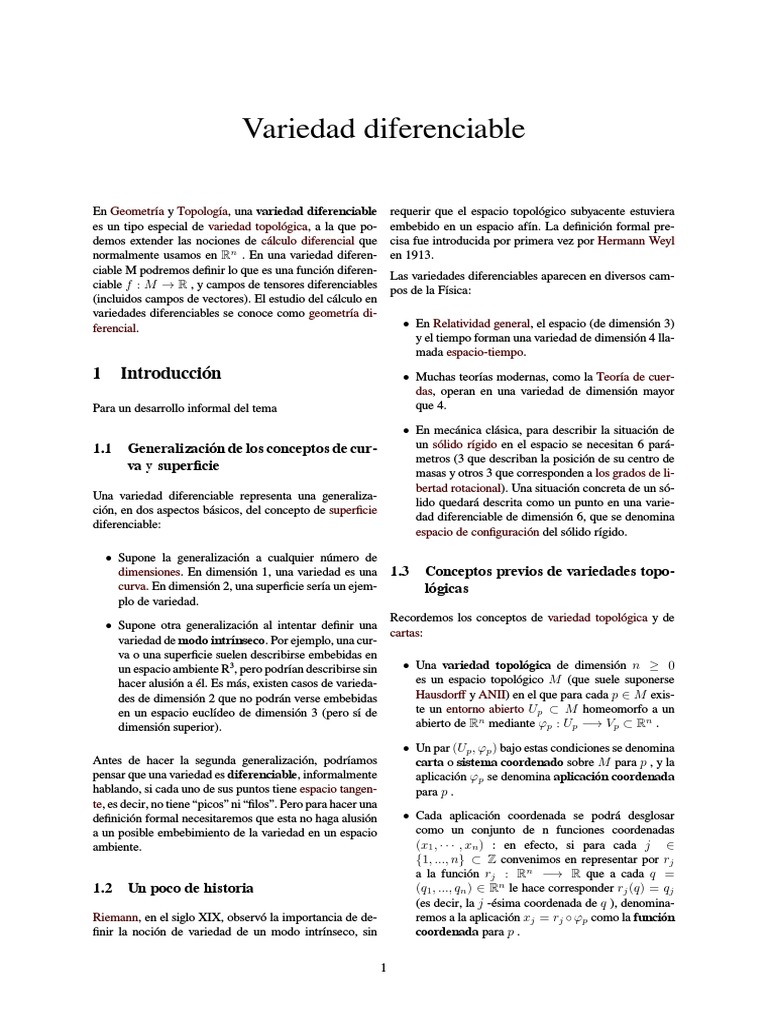Variedad Diferenciable PDF | PDF | Colector diferenciable | Colector