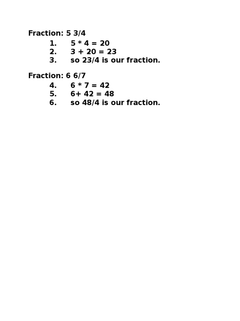 Convert Mixed Numbers to Fractions | PDF