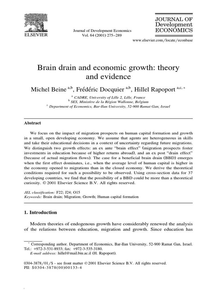 Brain Drain and Economic Growth - Theory | PDF | Immigration | Human ...