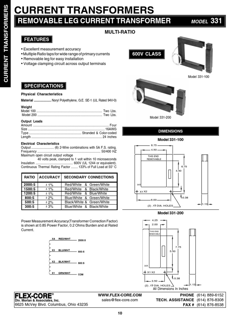 331 Removable Leg Current Transformer: Model | PDF
