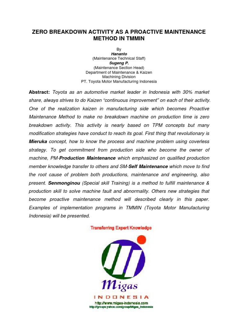 (Maintenance) Zero Breakdown | PDF | Troubleshooting | Machines