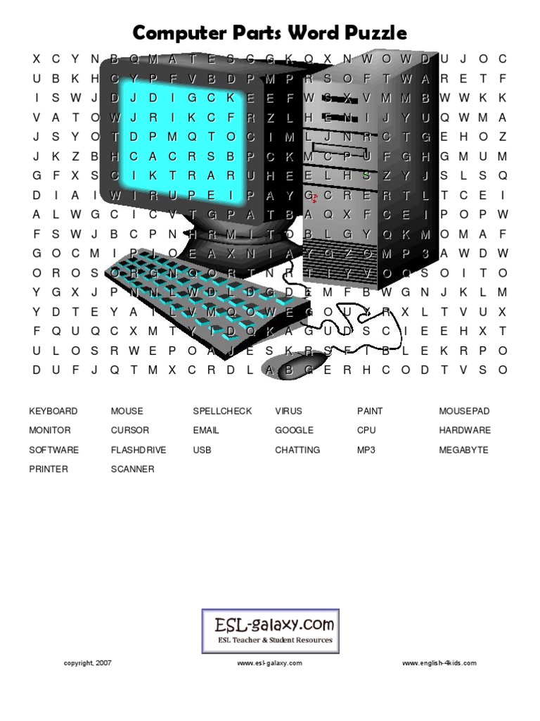 Computer Parts Word Puzzle | PDF | Áreas de informática | Ingeniería ...