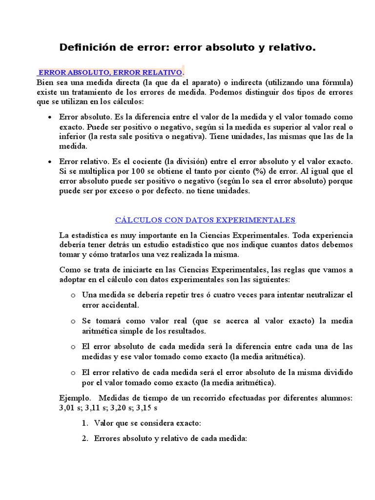 Error Absoluto y Error Relativo | Medición | Science
