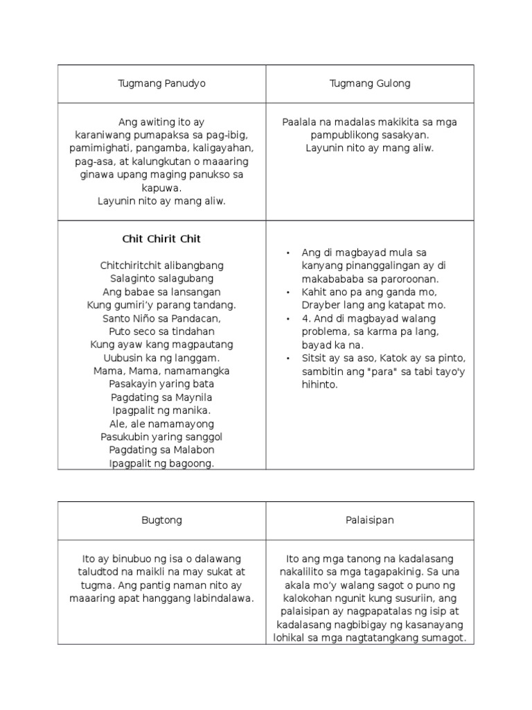 Tugmang Panudyo | PDF
