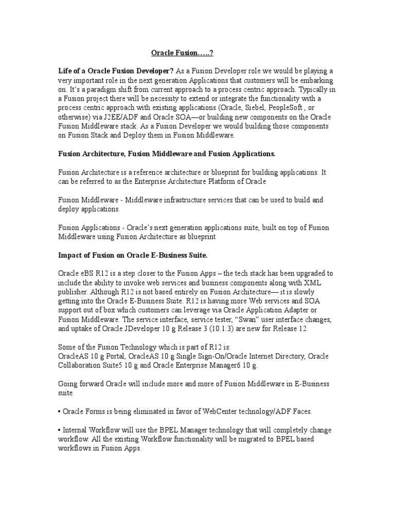Oracle Fusion History.... For Future | PDF | Service Oriented ...