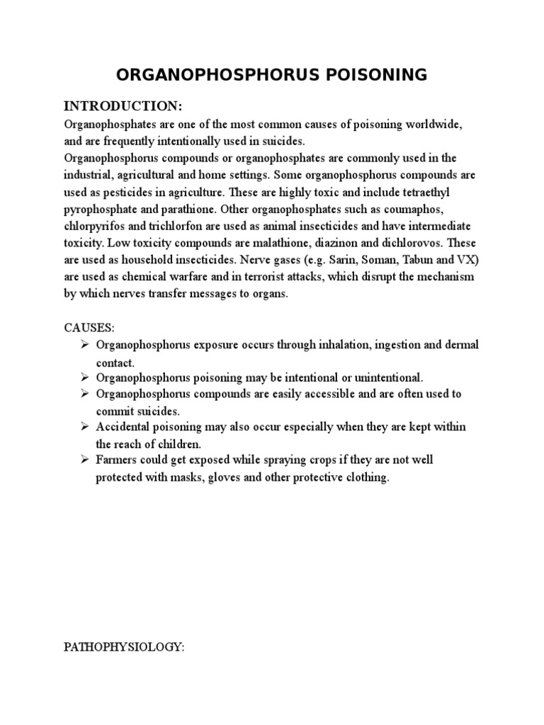 Organophosphorus Poisoning | PDF | Acetylcholine | Medical Specialties