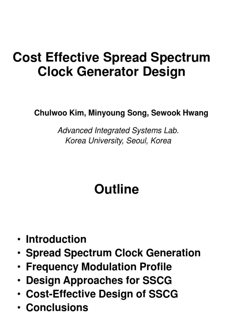 04 Cost Effective Spread Spectrum Clock Generation Design 고려대 김철우 Pdf Frequency