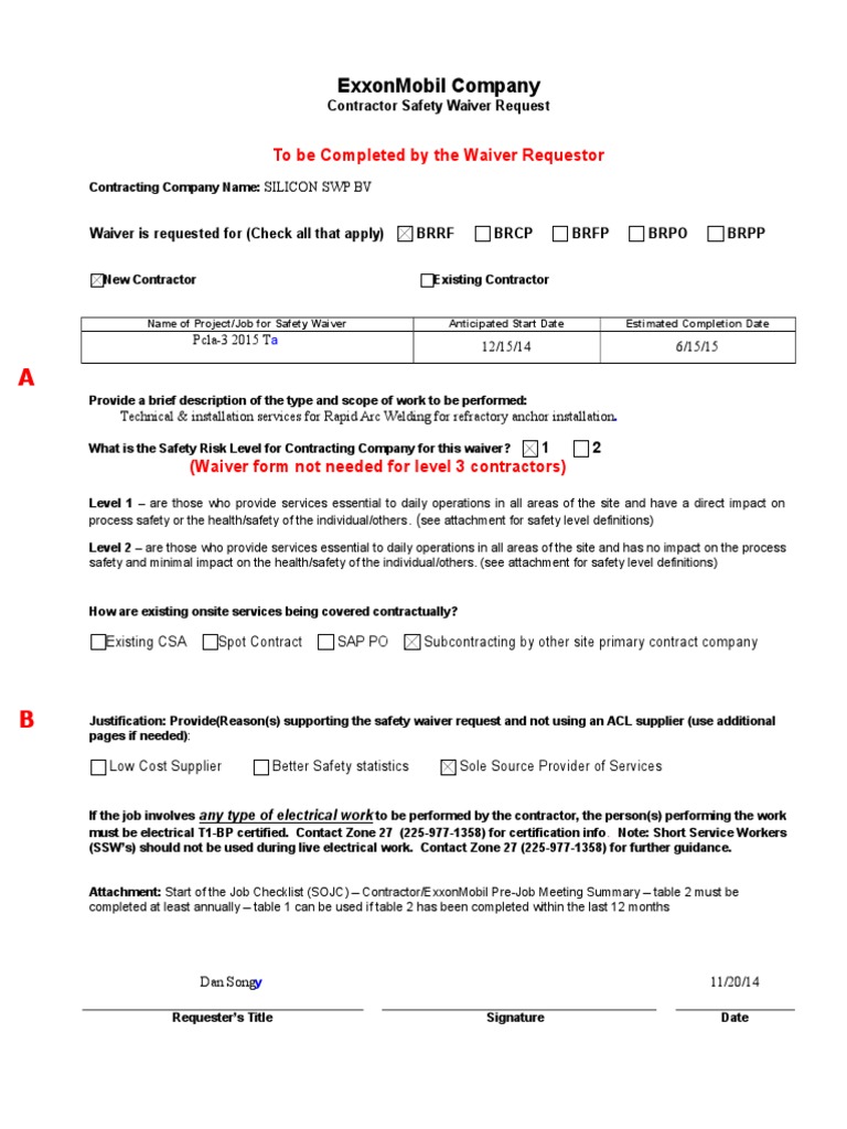 Waiver Form W Procedures | PDF | Safety | Emergency Management