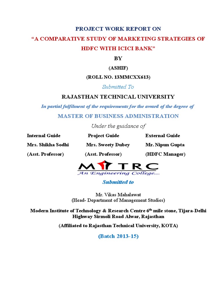 A Comparative Study of Marketing Strategies of HDFC With Icici Bank ...