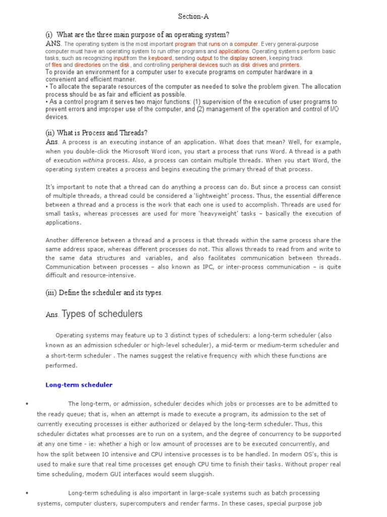 Mca 105 Assignment No 1 | PDF | Scheduling (Computing) | Thread (Computing)