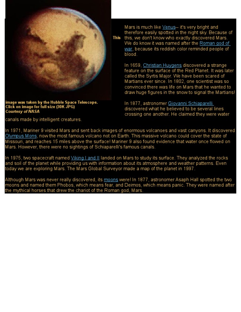 Mars Exploration History | PDF | Mars | Planets Of The Solar System