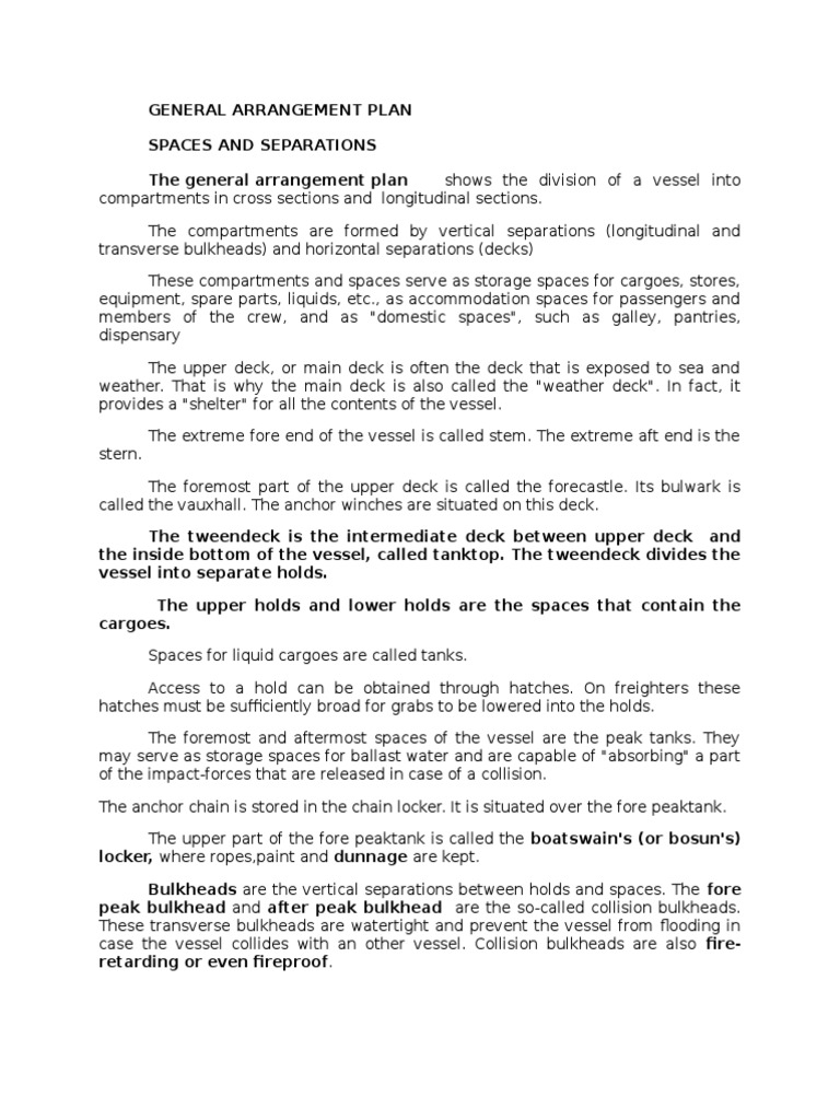General Arrangement Plan | Deck (Ship) | Shipping