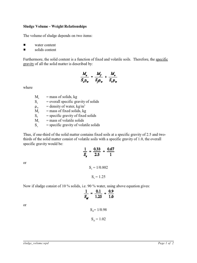 Sludge Volume Calculation | PDF