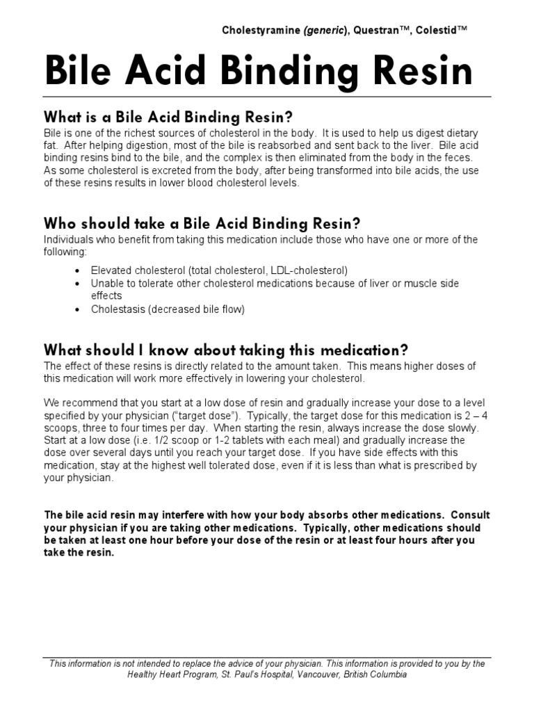 Bile Acid Binding Resin | Cholesterol | Clinical Medicine