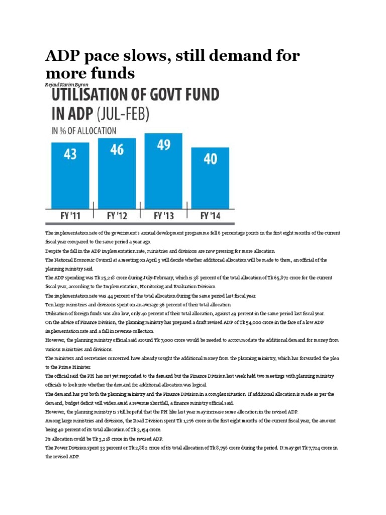 ADP Pace Slows, Still Demand For More Funds: Rejaul Karim Byron | PDF ...
