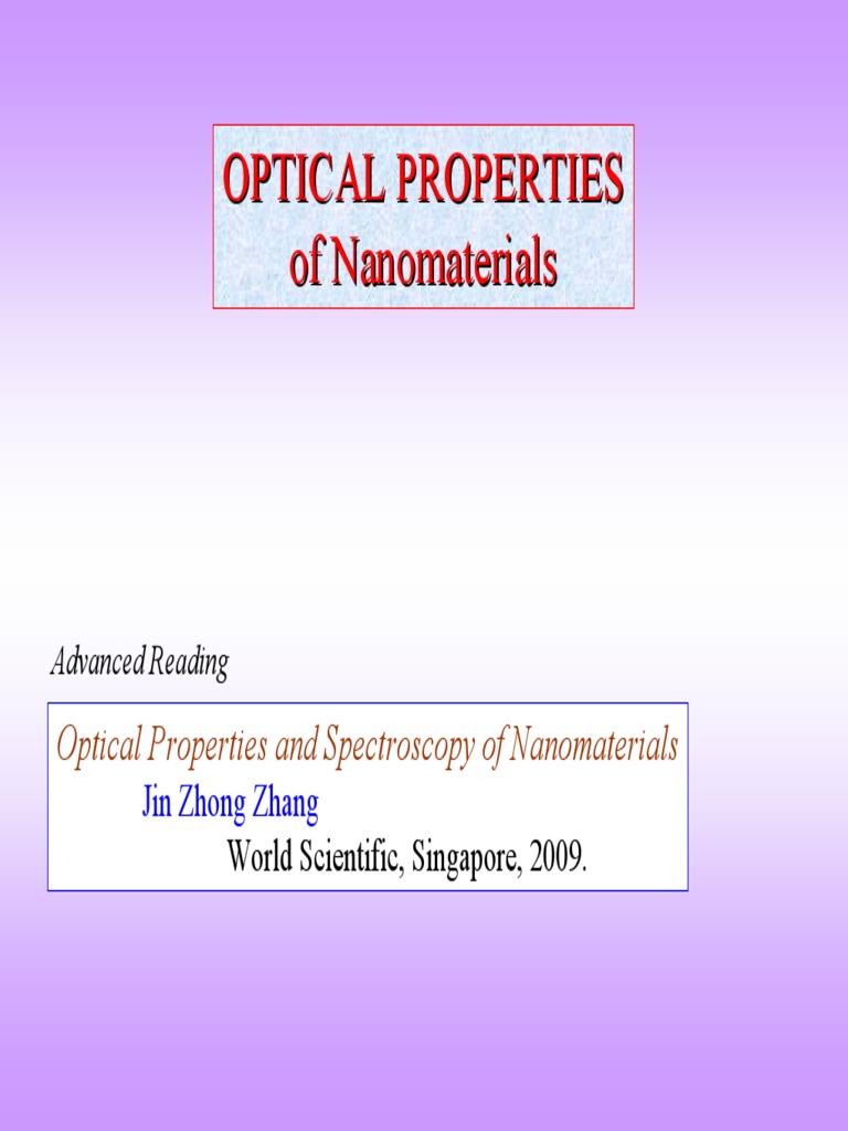 Optical Properties and Spectroscopy of Nanomaterials | PDF | Plasmon ...