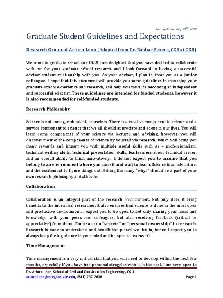 Graduate Student Expectations | PDF | Thesis | Abstract (Summary)
