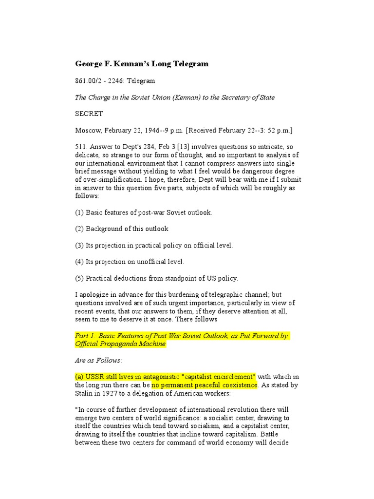 03 George F Kennan Long Telegram | PDF