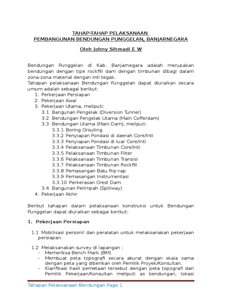 Tahapan Konstruksi Bendungan Punggelan | PDF | Teknologi & Rekayasa