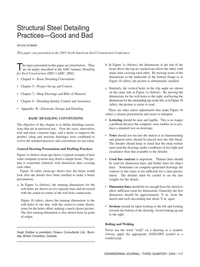Structural Steel Detailing Practices - Good and Bad | PDF | Welding ...