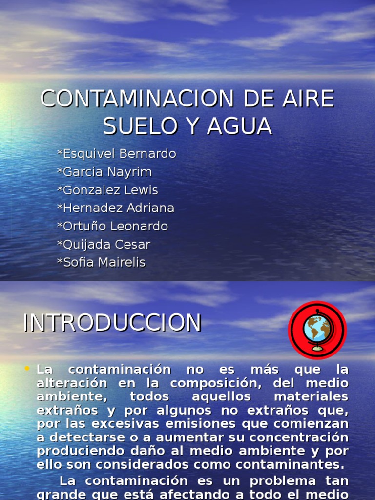 Contaminación del aire, agua y suelo | PDF | La contaminación del aire ...