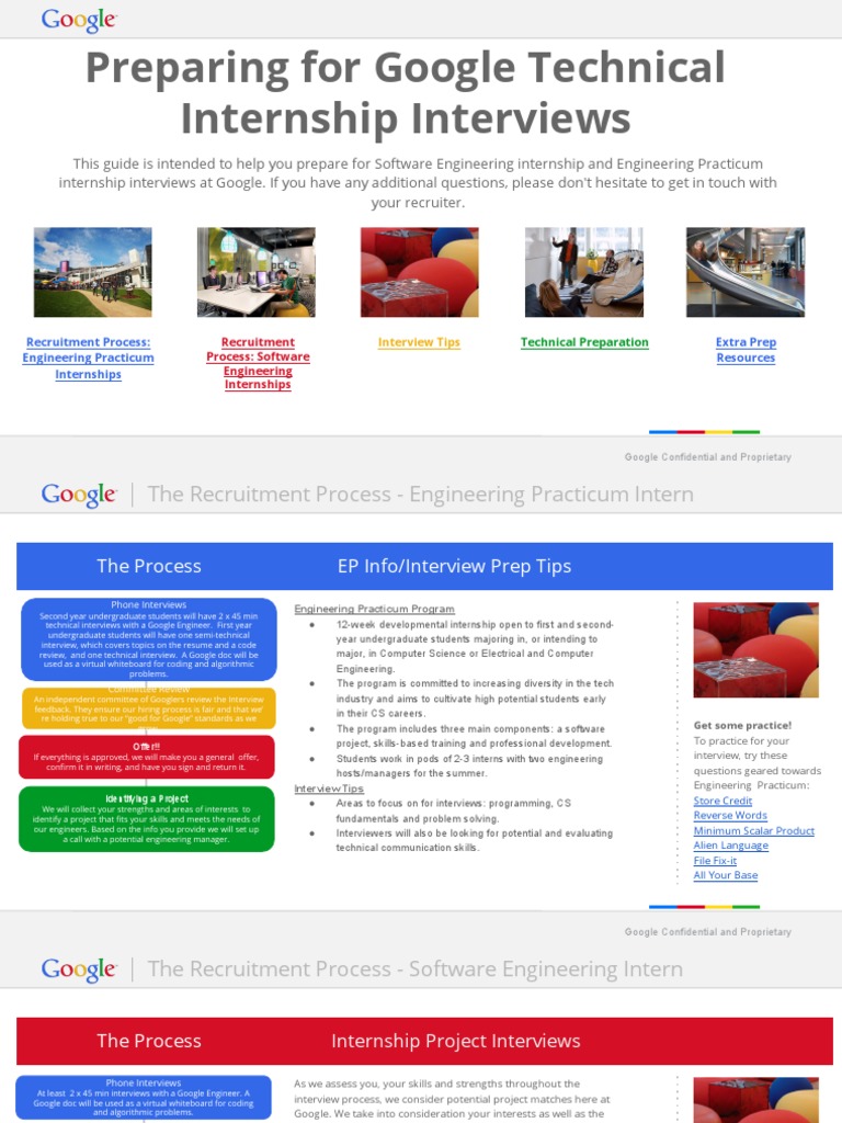 Preparing For Google Technical Internship Interviews Pdf Pdf Google