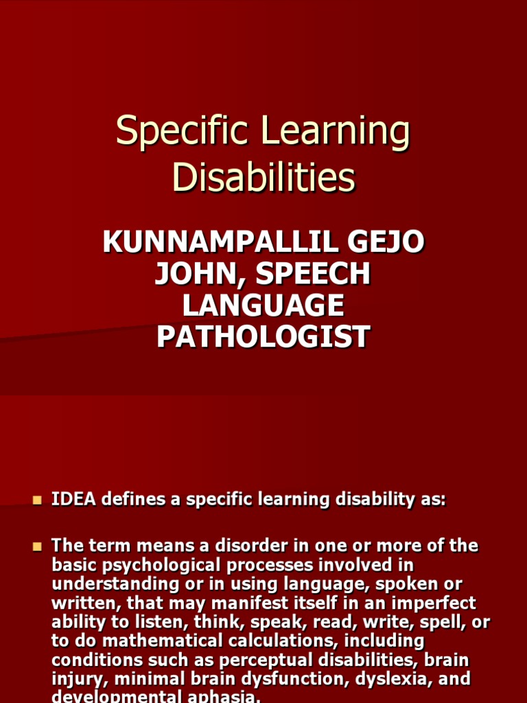 Specific Learning Disabilities | Learning Disability | Dyslexia