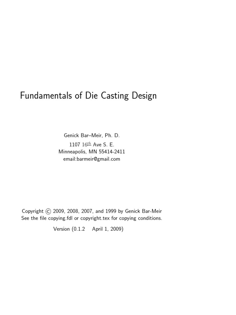 Fundamentals of Die Casting Design | PDF | Free Software | Continuum ...