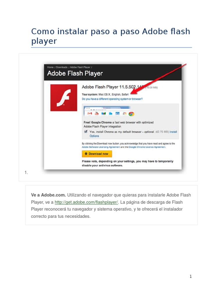Como Instalar Paso A Paso Adobe Flash Player | PDF