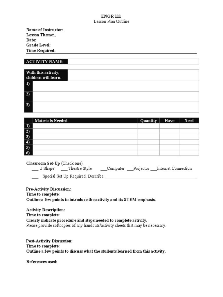 STEM Lesson Plan Template for ENG 111 | PDF | Computers