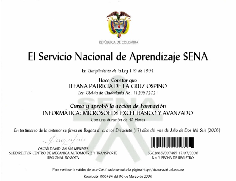 Diploma SENA: Microsoft Excel Básico y Avanzado | PDF