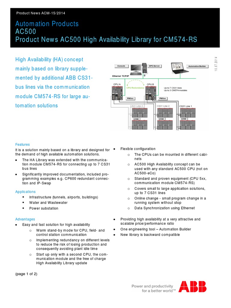 AC500 High Availability Library For CM574-RS | PDF | Central Processing ...