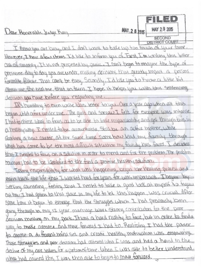 Brianne Altice Letter To Judge Thomas Kay | PDF